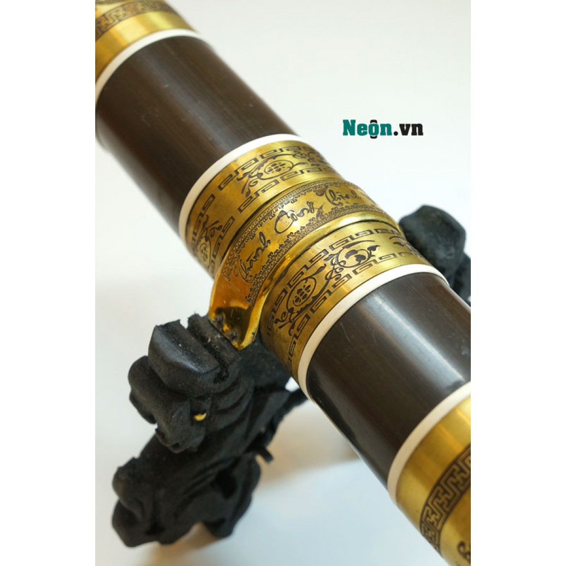 Điếu cày tre đen giả lên nước bọc đồng 3 khúc DC09A-Shop gốm online